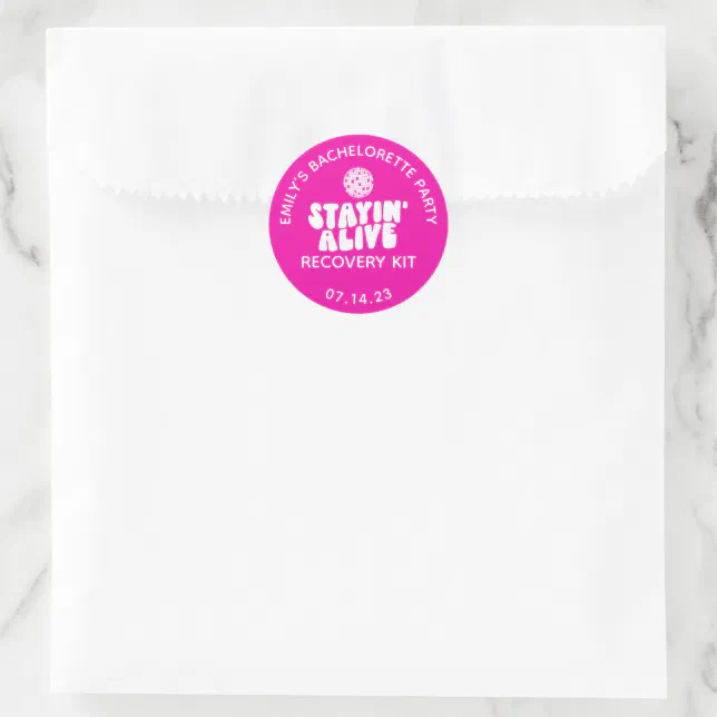 Staying Alive Disco Bachelorette Recovery Classic Round Sticker | Zazzle