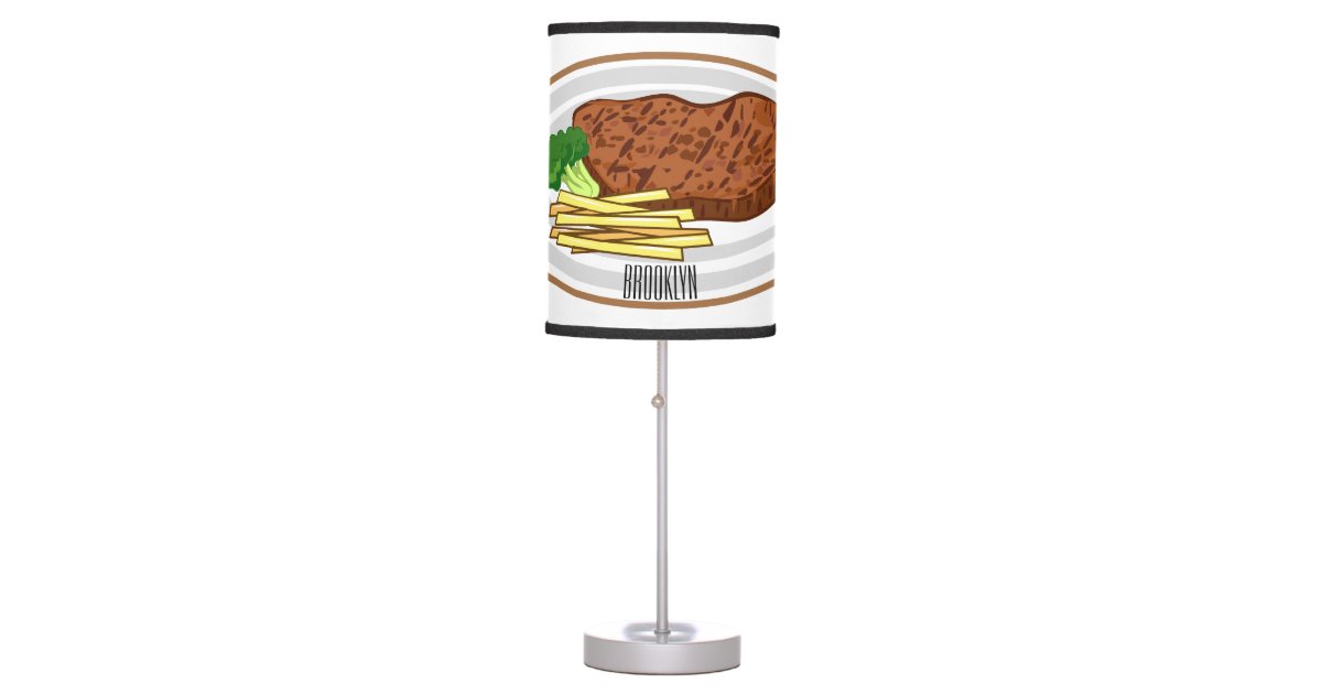 Steak cartoon illustration table lamp | Zazzle