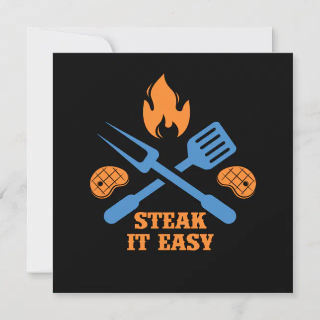 Steak It Easy BBQ Barbecue Grill Grilling Chef Gif Invitation | Zazzle