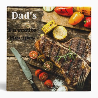 Steak Lovers Recipe Organizer 3 Ring Binder | Zazzle