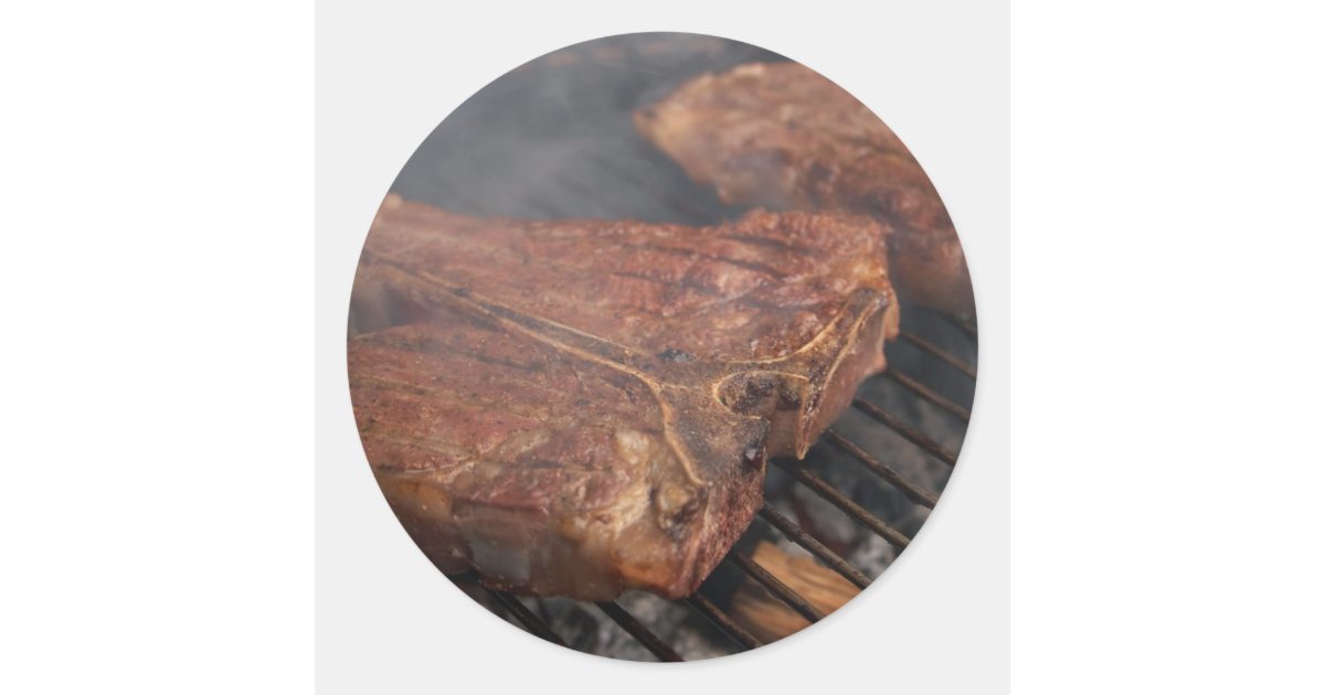 Steaks Grilling Barbecue Grills Meat Classic Round Sticker | Zazzle