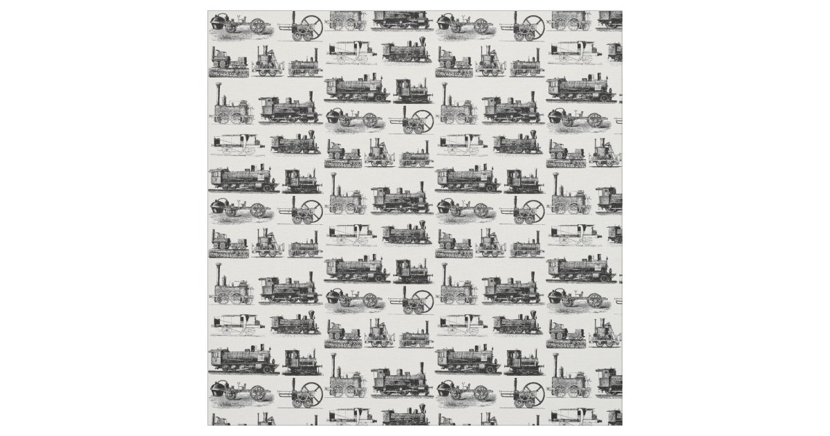 Steam Engine Locomotive "Steampunk" Pattern Fabric | Zazzle