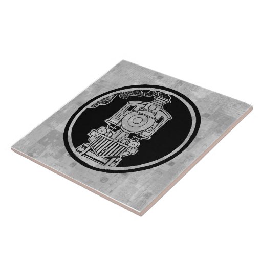 Steam Engine Locomotive Train Illustrated w Stamps Ceramic Tile | Zazzle