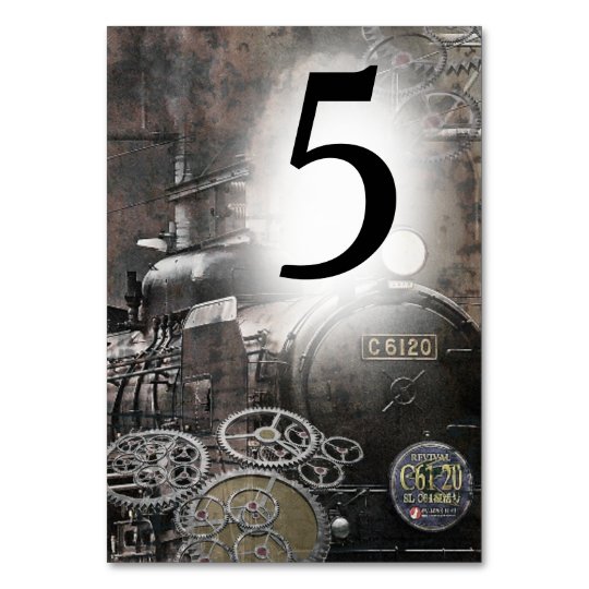 Steam Engine Steampunk Table Number | Zazzle.com