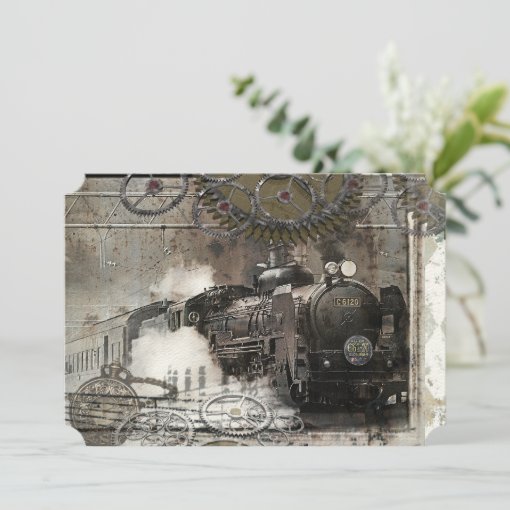 Steam Engine Steampunk Wedding Invitation | Zazzle