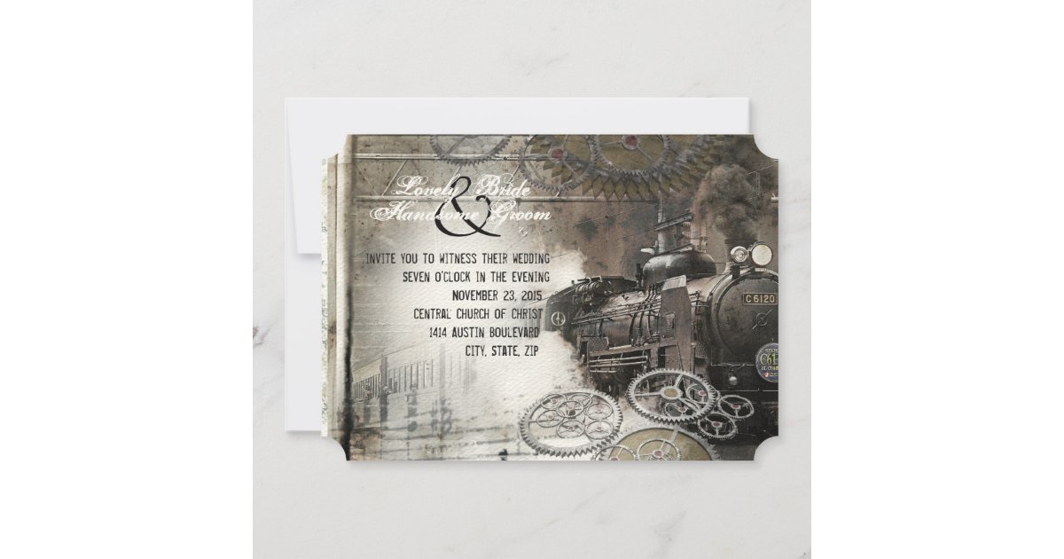 Steam Engine Steampunk Wedding Invitation | Zazzle.com