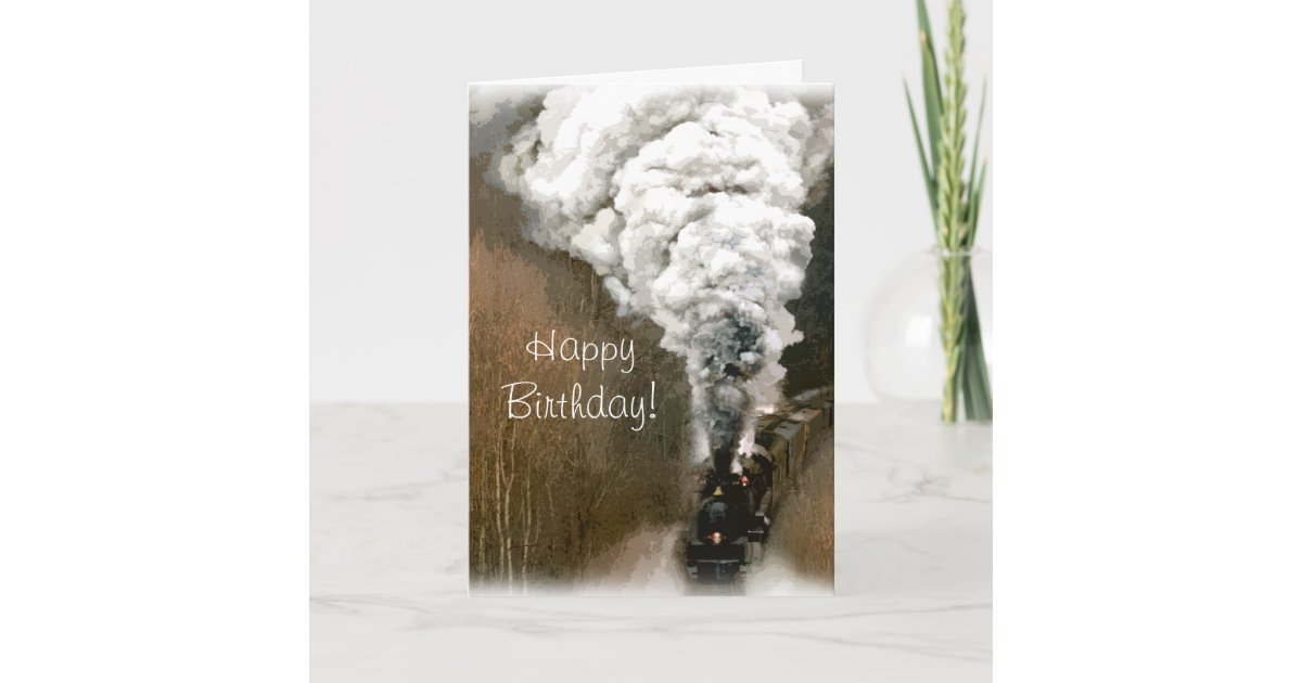 Steam Engine Train Birthday Card | Zazzle