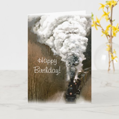 Steam Engine Train Birthday Card | Zazzle