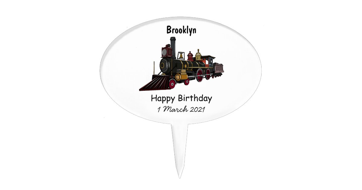 Steam locomotive cartoon illustration cake topper | Zazzle