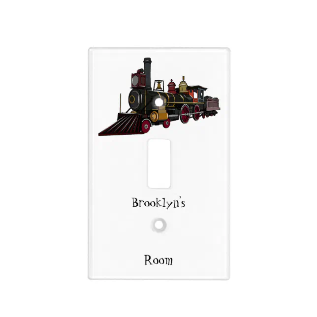 Steam locomotive cartoon illustration light switch cover | Zazzle