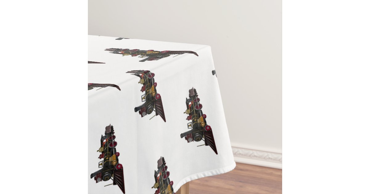 Steam locomotive cartoon illustration tablecloth | Zazzle