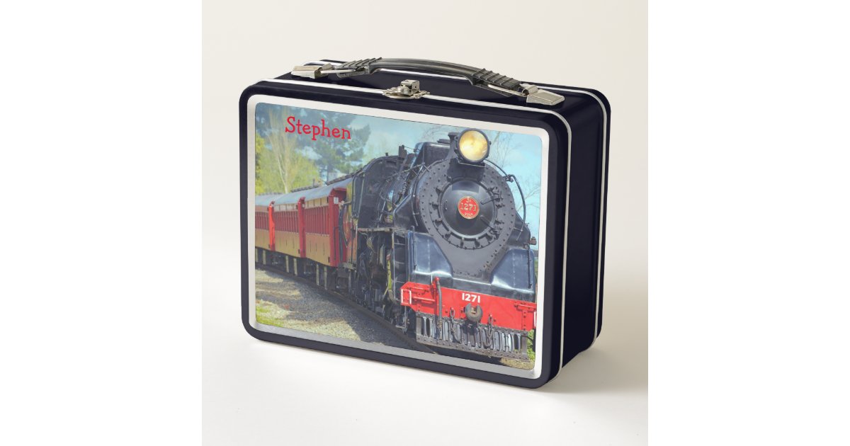 Steam Locomotive Scene Metal Lunch Box | Zazzle