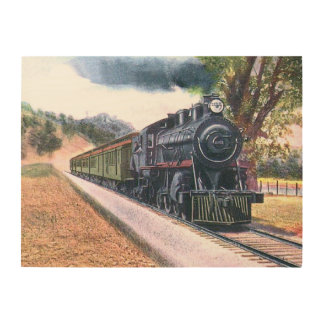 Steam Locomotive Wood Wall Art | Zazzle
