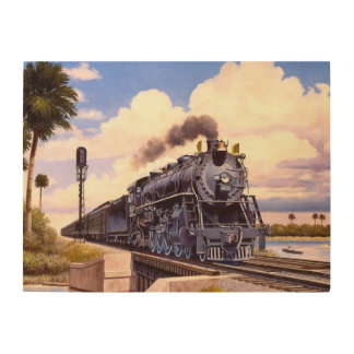 Steam Locomotive Wood Wall Art | Zazzle