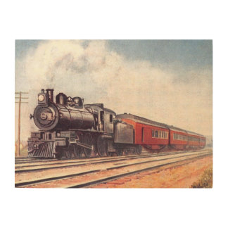 Steam Locomotive Wood Wall Art | Zazzle