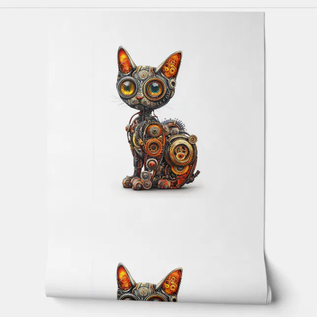 Steam Powered Purr – Steampunk Robot Cat Wallpaper | Zazzle