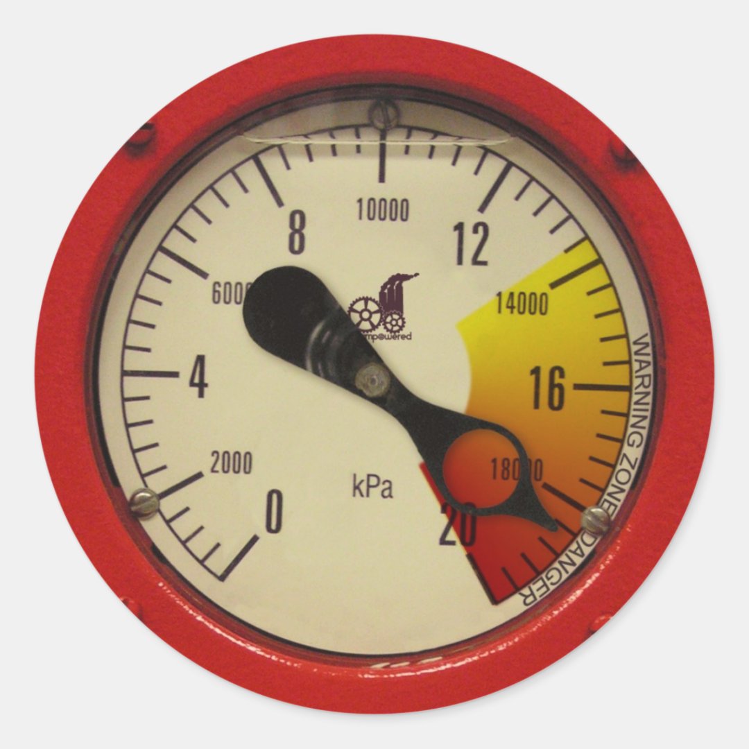 Steam Pressure Gauge - Warning! Stickers | Zazzle