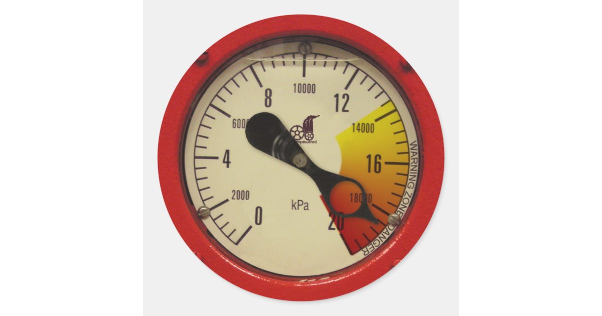Steam Pressure Gauge - Warning! Stickers | Zazzle