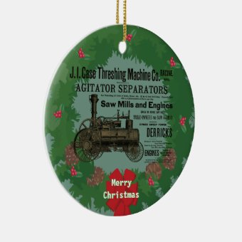 Steam Traction Engine 1889 Steam Engine Threshing Ceramic Ornament | Zazzle