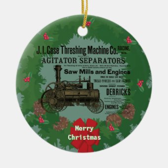 Steam Traction Engine 1889 Steam Engine Threshing Ceramic Ornament | Zazzle