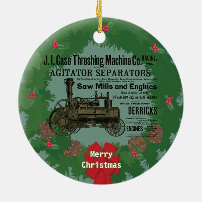 Steam Traction Engine 1889 Steam Engine Threshing Ceramic Ornament | Zazzle