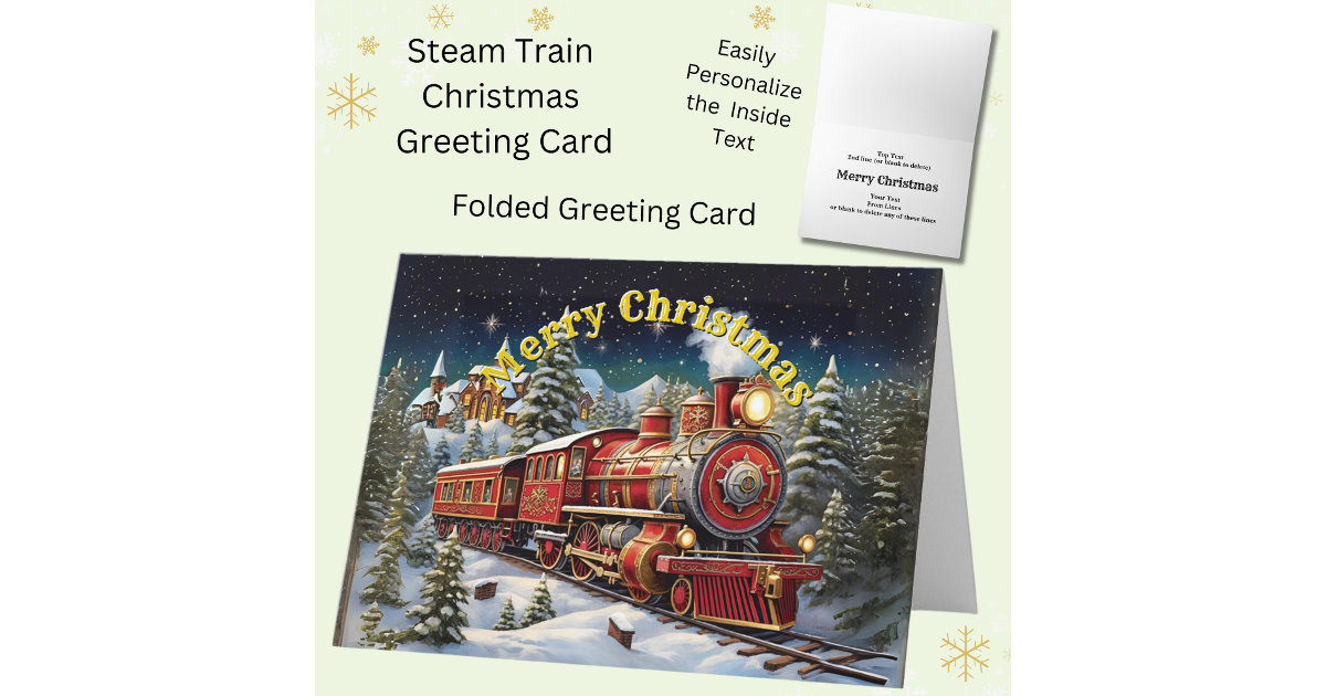 Steam Train Christmas Card | Zazzle