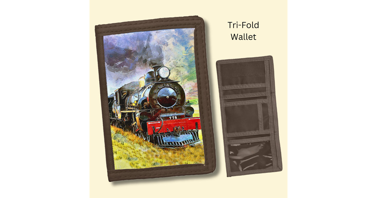 Steam Train Engine Locomotive 778 Trifold Wallet | Zazzle