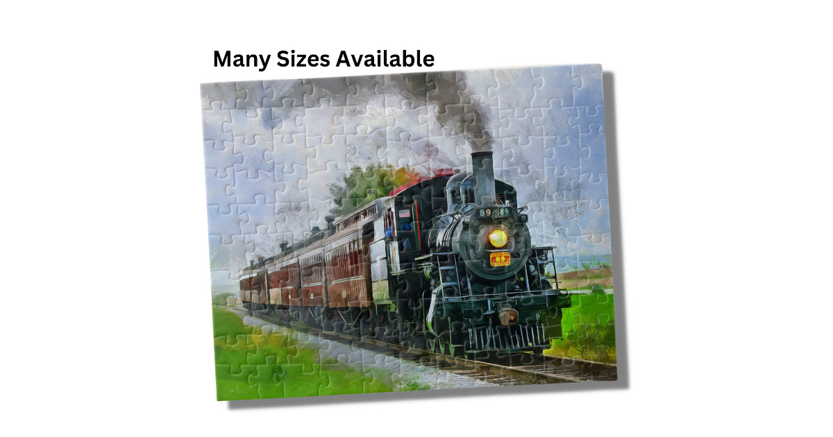 Steam Train Engine Locomotive Painting Railroad Jigsaw Puzzle | Zazzle