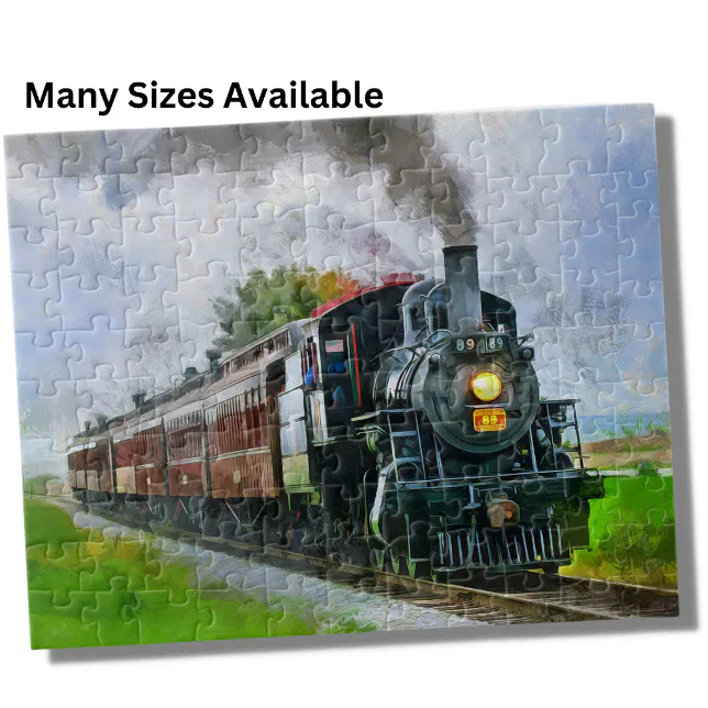 Steam Train Engine Locomotive Painting Railroad Jigsaw Puzzle | Zazzle