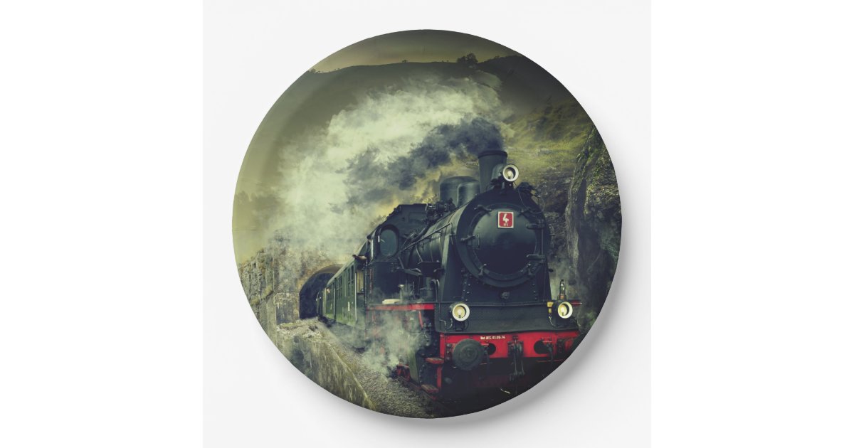 Steam Train Locomotive Paper Plates | Zazzle