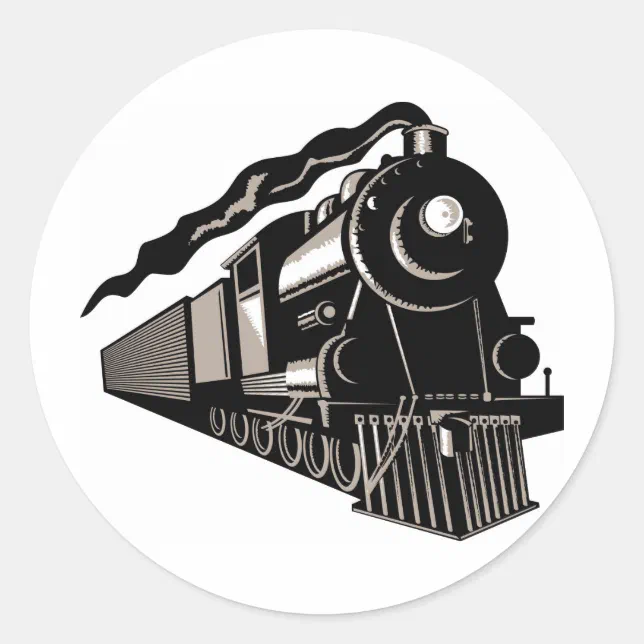 steam train locomotive vintage classic round sticker | Zazzle