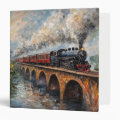 Steam Train on a Bridge - Oil Painting 3 Ring Binder | Zazzle