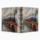 Steam Train on a Bridge - Oil Painting 3 Ring Binder | Zazzle