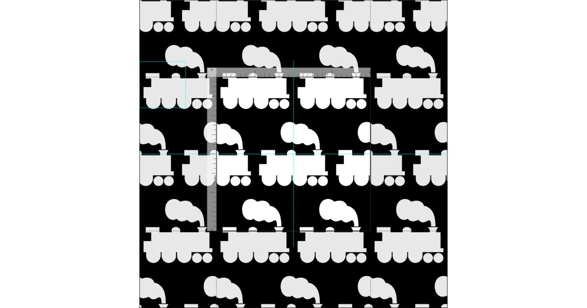 Steam Train Pattern - White on Black Fabric | Zazzle