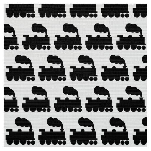 Steam Train Symbol Pattern - Black Fabric | Zazzle