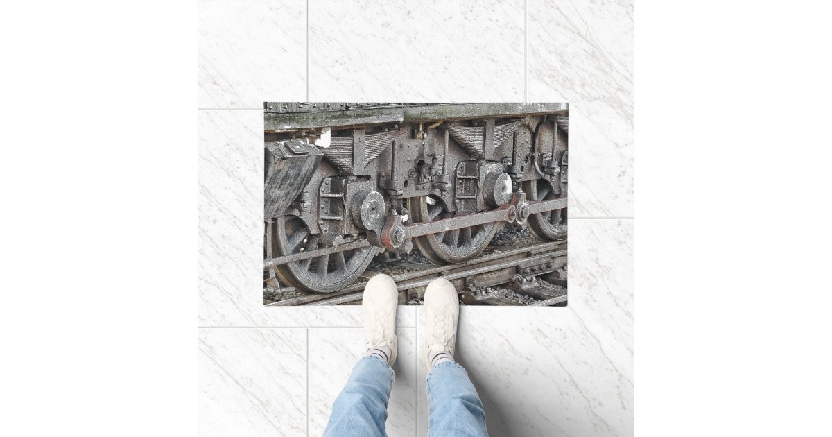 STEAM TRAIN WHEELS DOORMAT | Zazzle