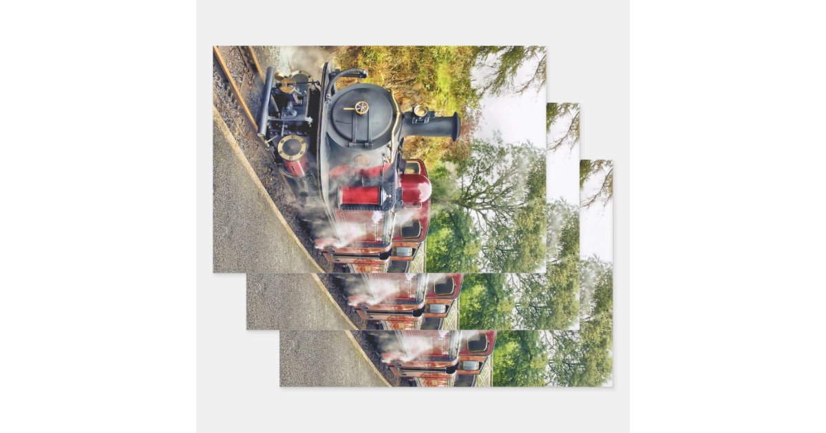STEAM TRAIN WRAPPING PAPER SHEETS | Zazzle