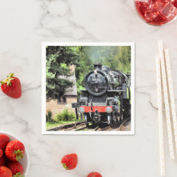 STEAM TRAINS PAPER NAPKINS | Zazzle