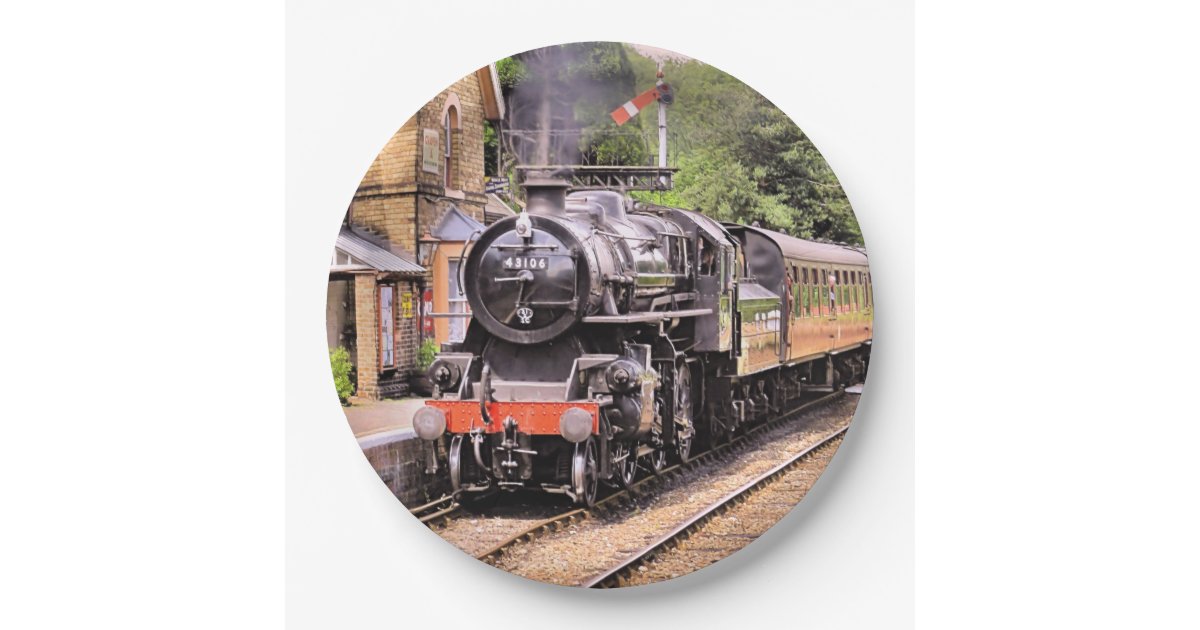 STEAM TRAINS PAPER PLATES | Zazzle