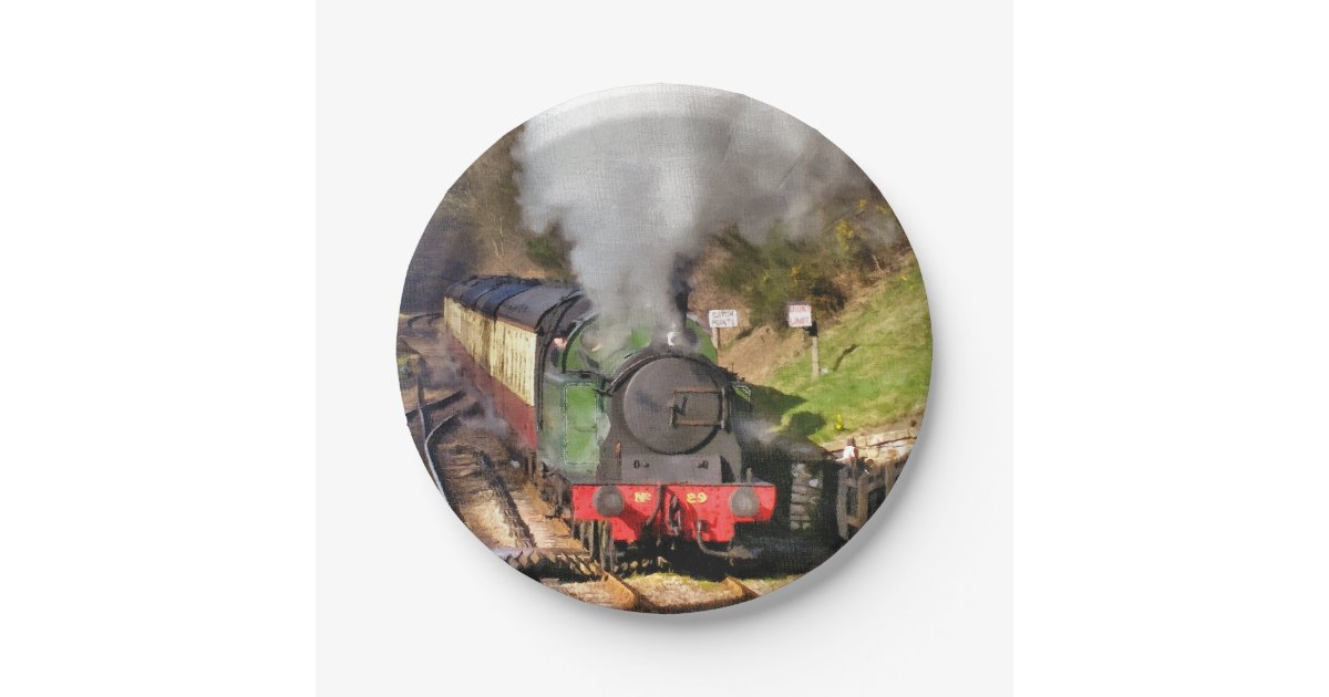 STEAM TRAINS PAPER PLATES | Zazzle