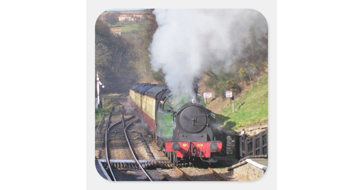STEAM TRAINS SQUARE STICKER | Zazzle