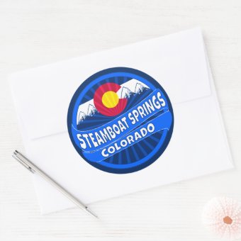 Steamboat Springs Colorado mountain burst sticker | Zazzle