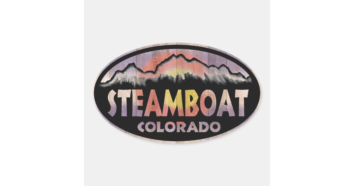 Steamboat Springs Colorado wood flag oval stickers | Zazzle