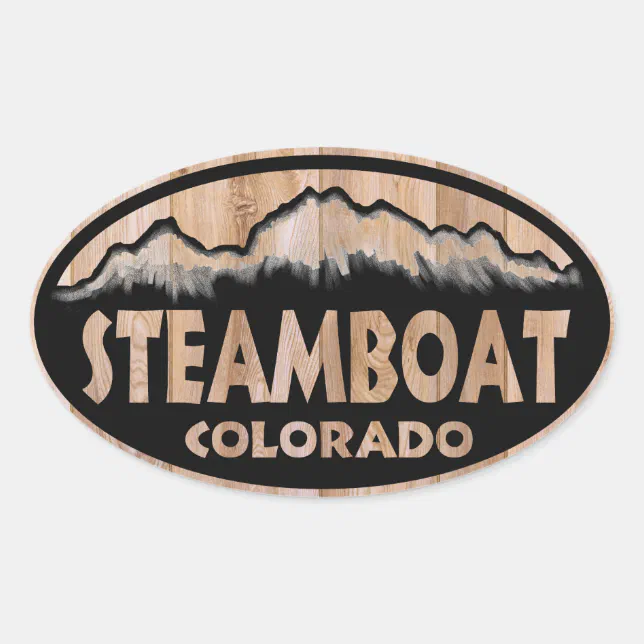Steamboat Springs Colorado wood sign oval stickers | Zazzle