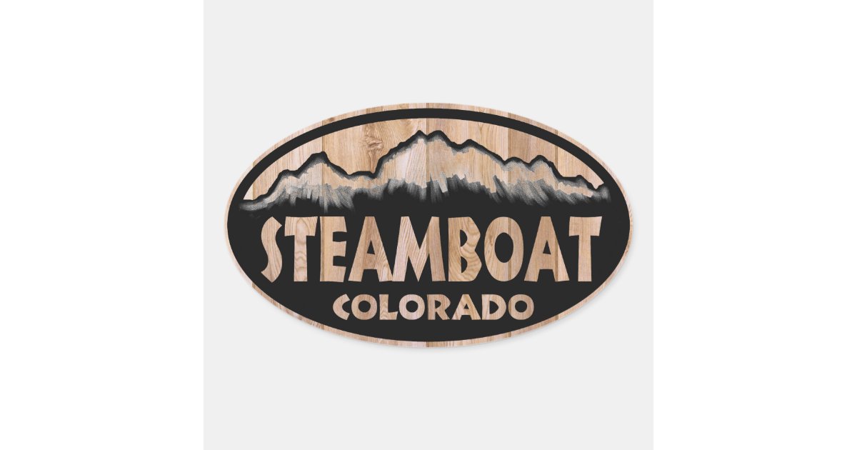 Steamboat Springs Colorado wood sign oval stickers | Zazzle