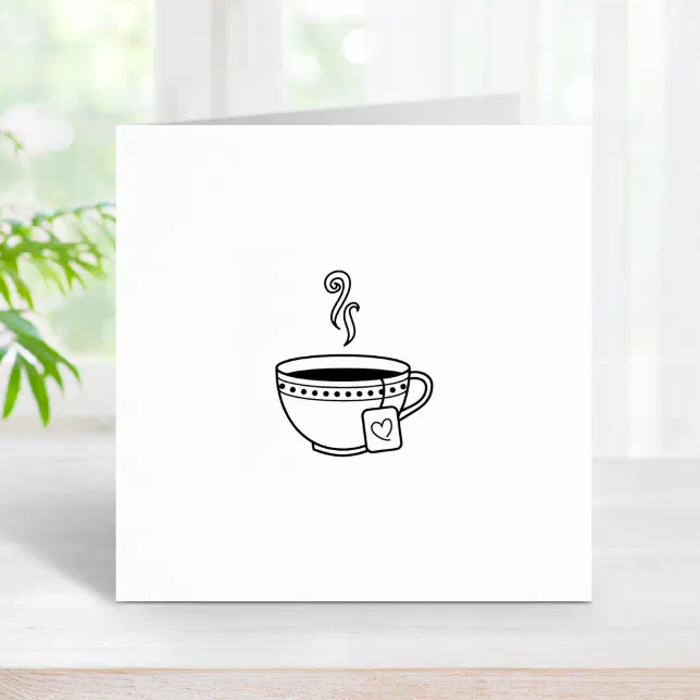 Steaming Cup of Tea Loyalty Punch Card Rubber Stamp | Zazzle