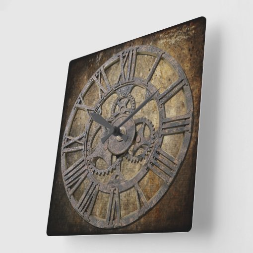 Steampunk 1 square square wall clock | Zazzle
