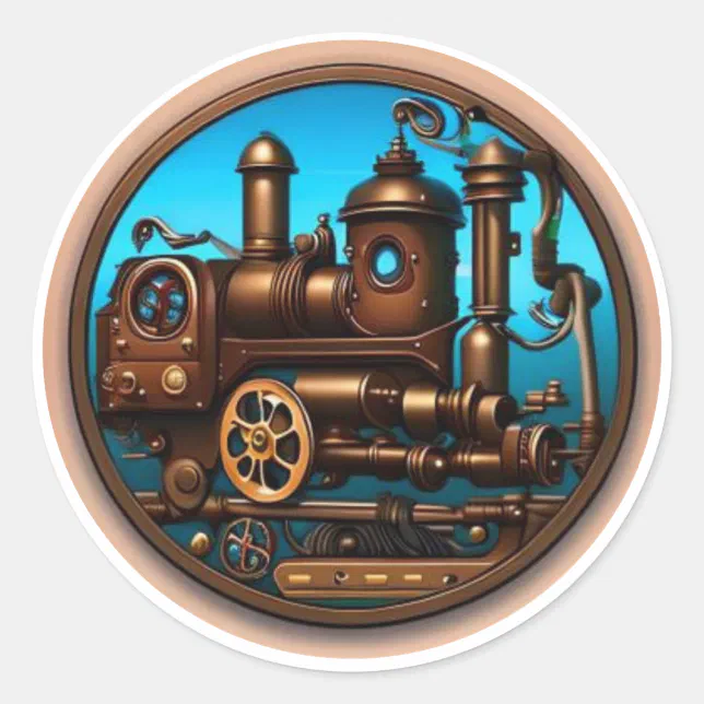Steampunk #2 Train Locomotive Classic Round Sticker | Zazzle