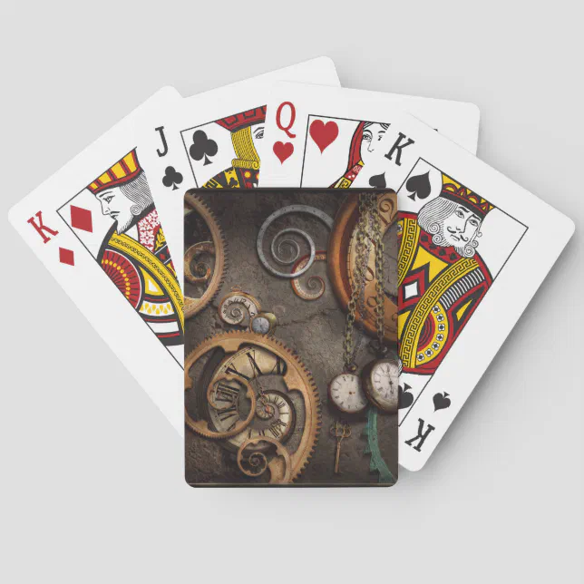Steampunk - Abstract - Time is complicated Poker Cards | Zazzle