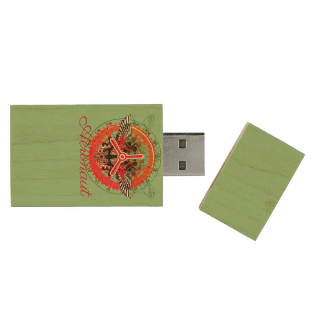 Steampunk Aeronaut, celestial mechanics Wood Flash Drive | Zazzle